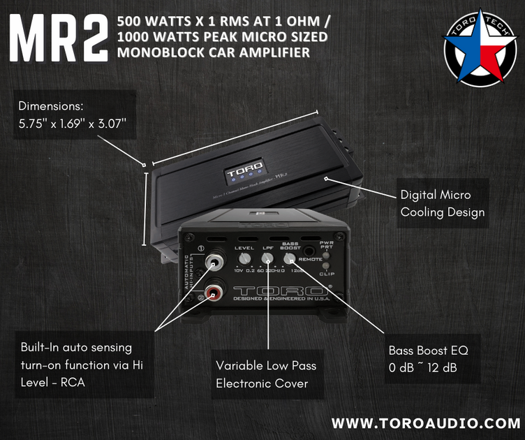 MR2 Car Amplifier | Micro Monoblock Car Amplifier |Amplifiers for Car – TORO AUDIO