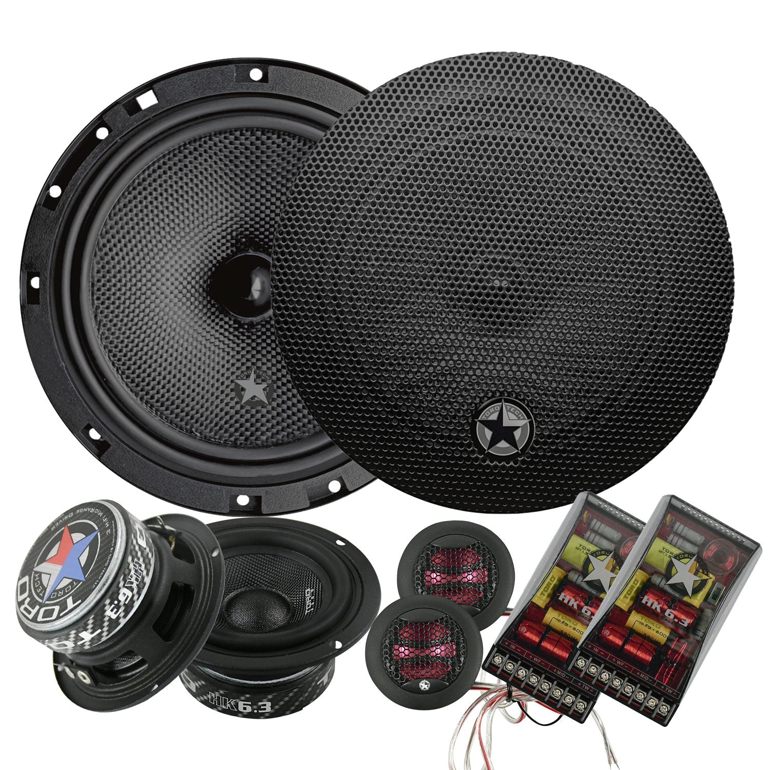 HK63 Car Speakers | 6.5 Inch 3-Way Component Car Speaker Set - 360 Watt ...