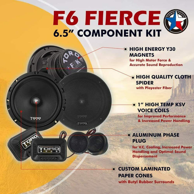F6K Car Speakers | 6.5 Inch Component Car Speaker Set - 100 Watts RMS ...
