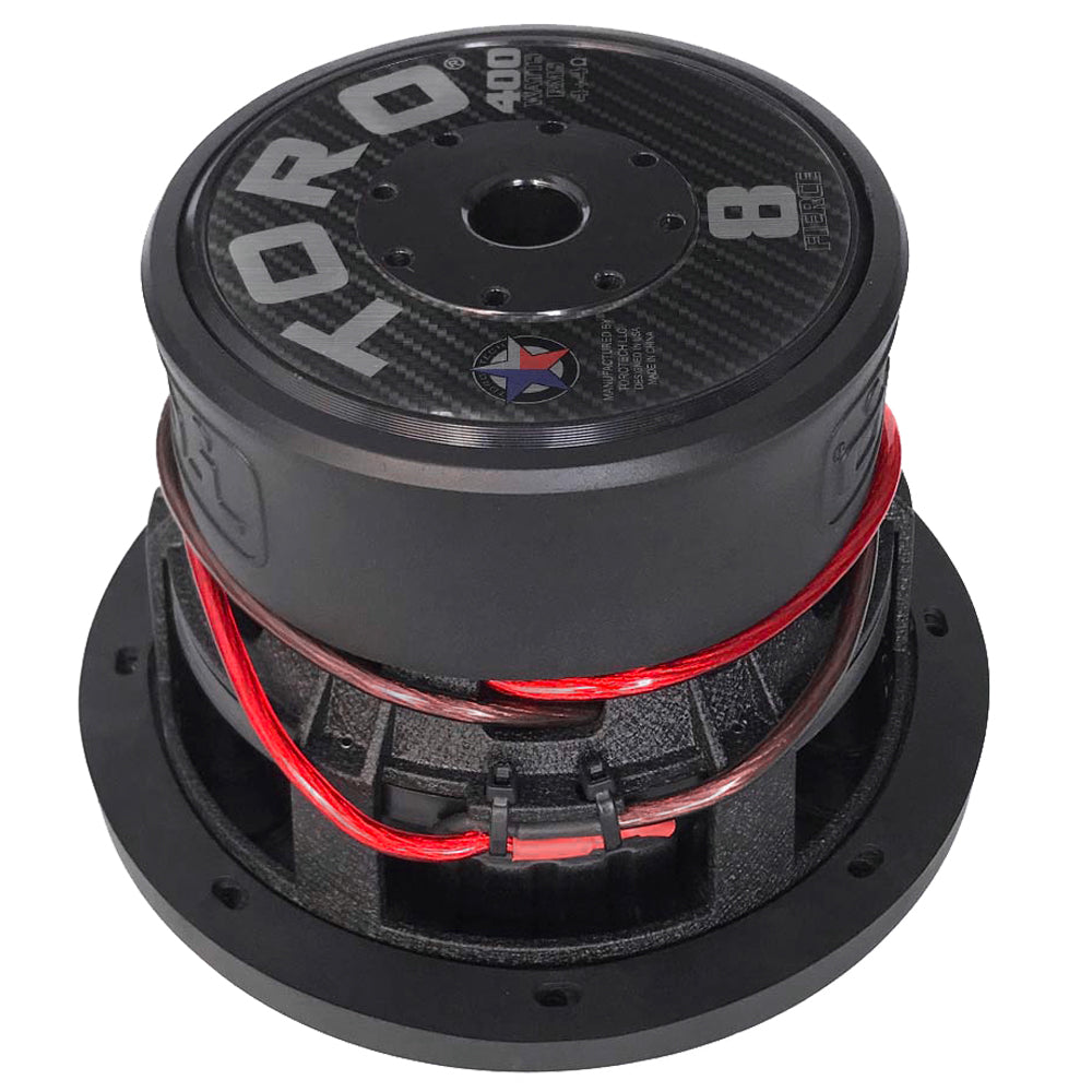 Two FIERCE8 SUBS + MR3 MICRO AMPLIFIER @ 1Ω | 800 Watts RMS – TORO AUDIO